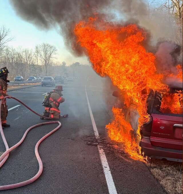 Minivan burst into flames on Route 15 in Orange, fire officials say
