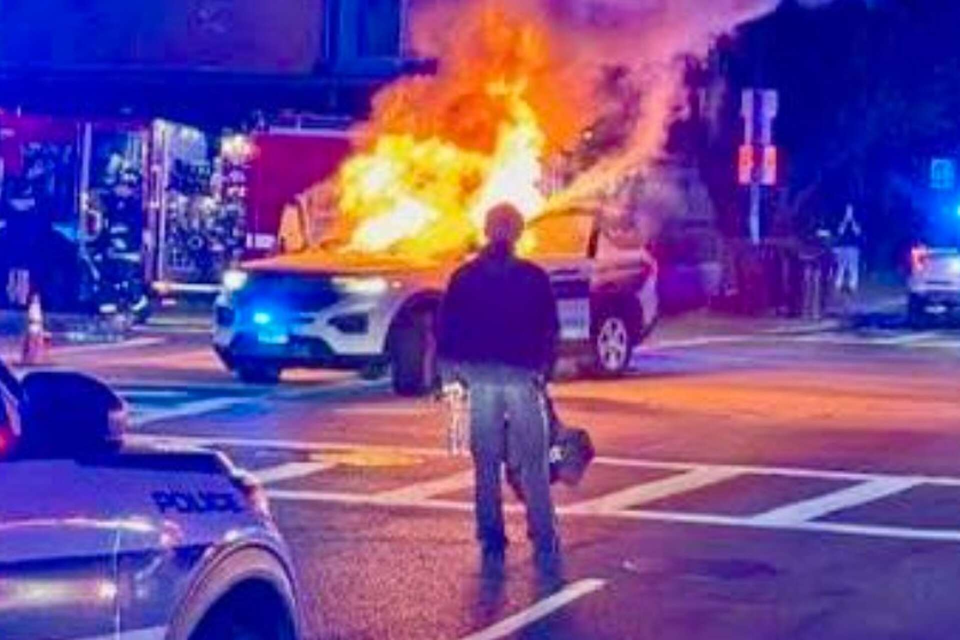 Norwalk man set Boston police car on fire during street takeover: PD