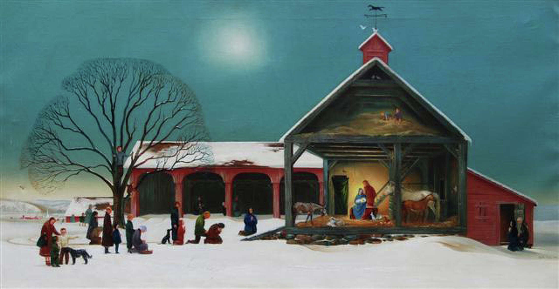 Ruth Ray's Nativity paintings set in red barns of Connecticut