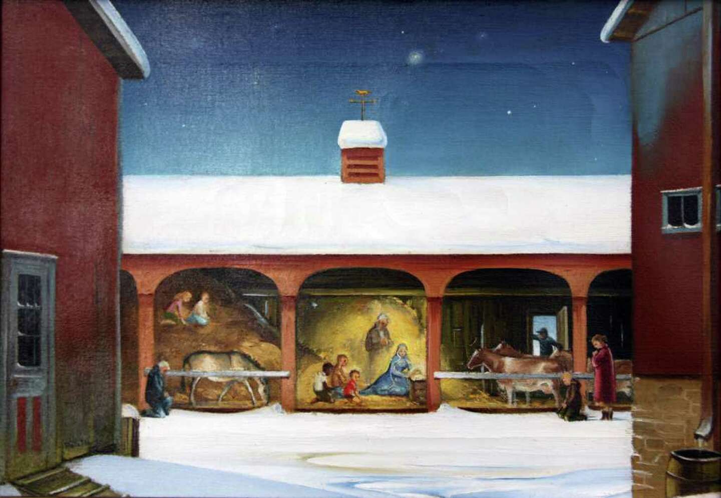 Ruth Ray's Nativity paintings set in red barns of Connecticut
