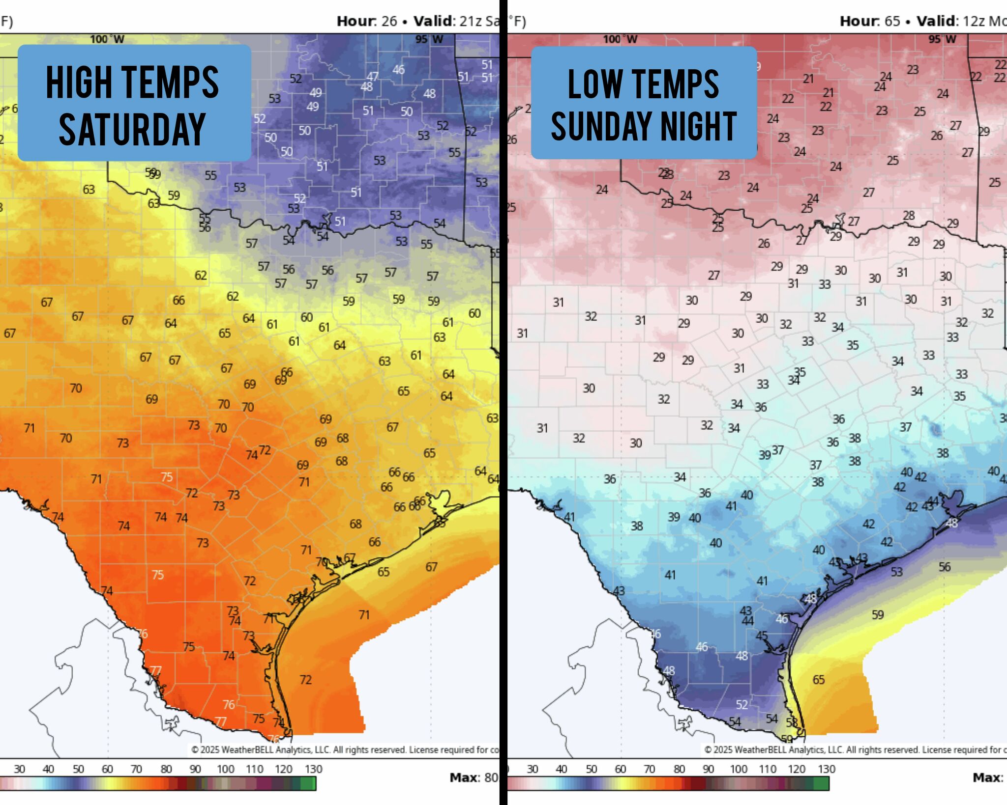 Warm today, but another cold front will hit South Texas Sunday