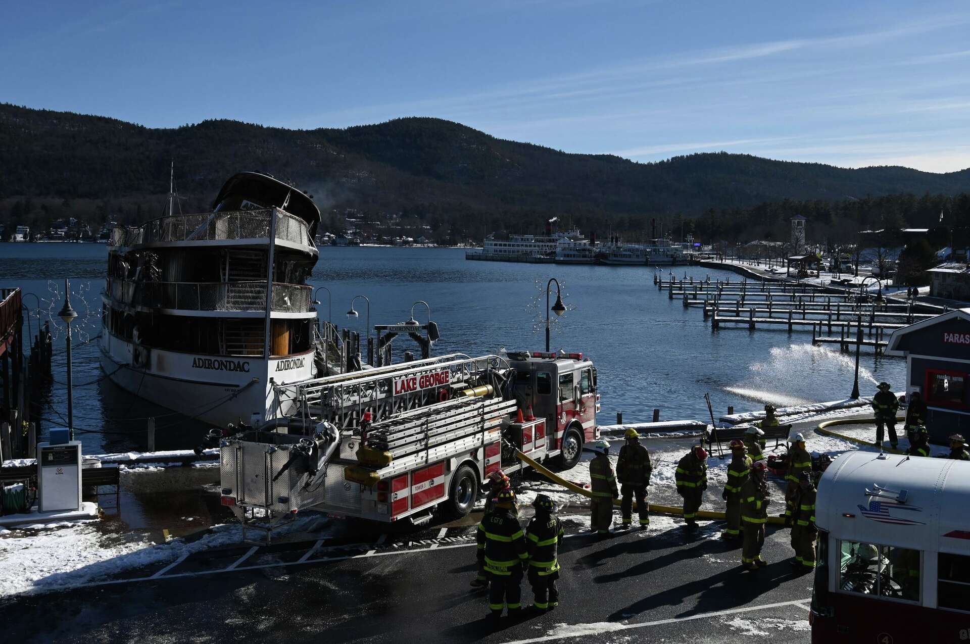Lake George tour boat the Adirondac heavily damaged by fire