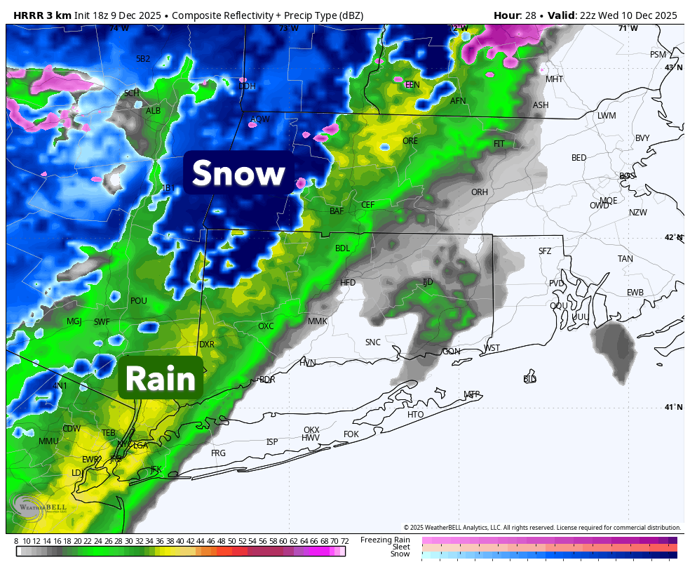Storm to bring rain, snow to CT Wednesday. Here are the latest details