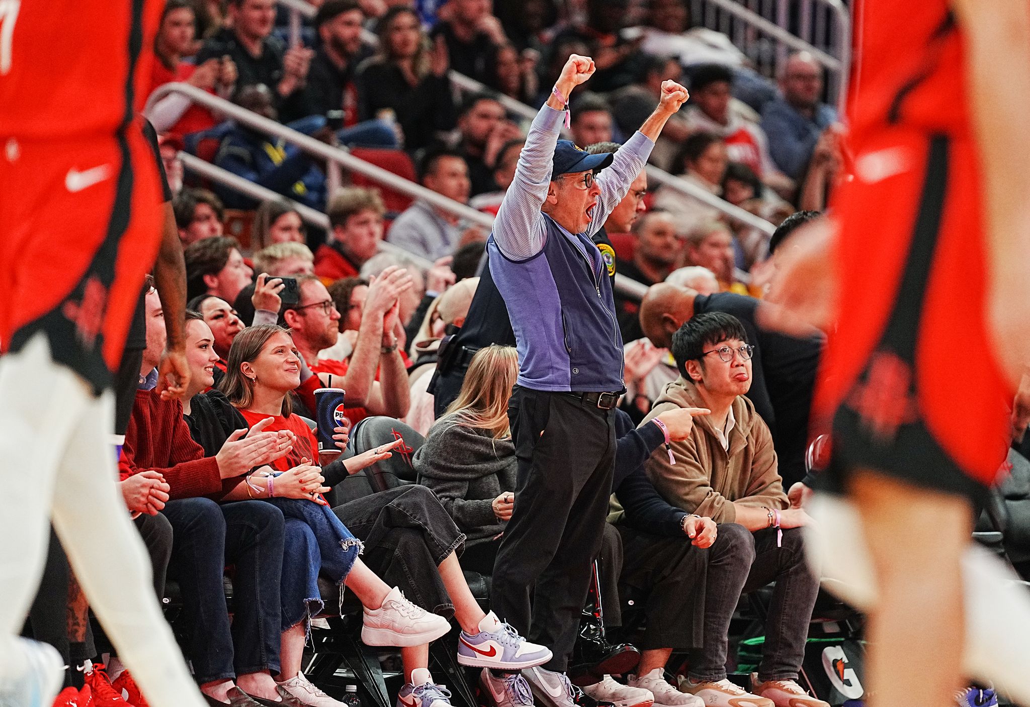 Who is Houston Rockets fan courtside going crazy at every game?