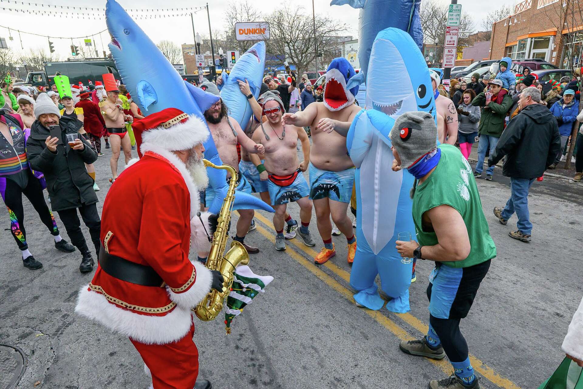 Santa Speedo Sprint at 20 draws hundreds to Albany's Lark Street
