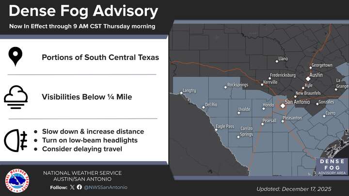 What causes fog in Central Texas? Dense fog advisory explained