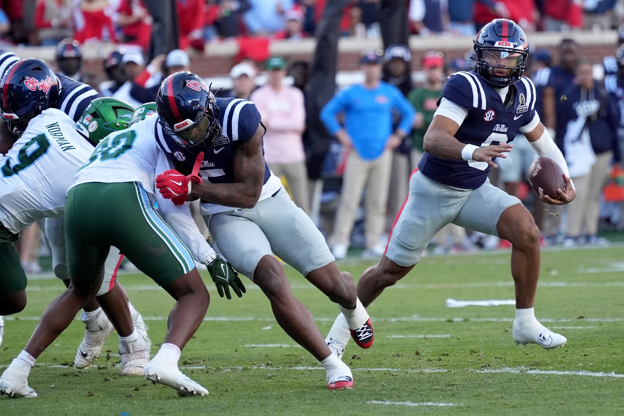 Ole Miss QB Trinidad Chambliss takes hard hit on scramble against ...