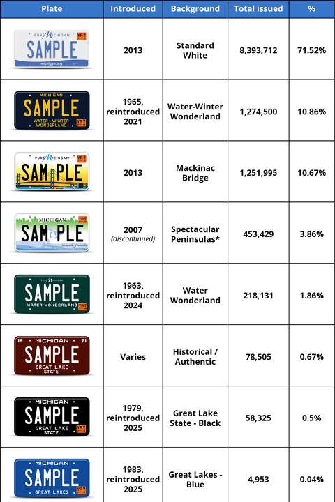 Michigan ranks top license plate choices for 2025