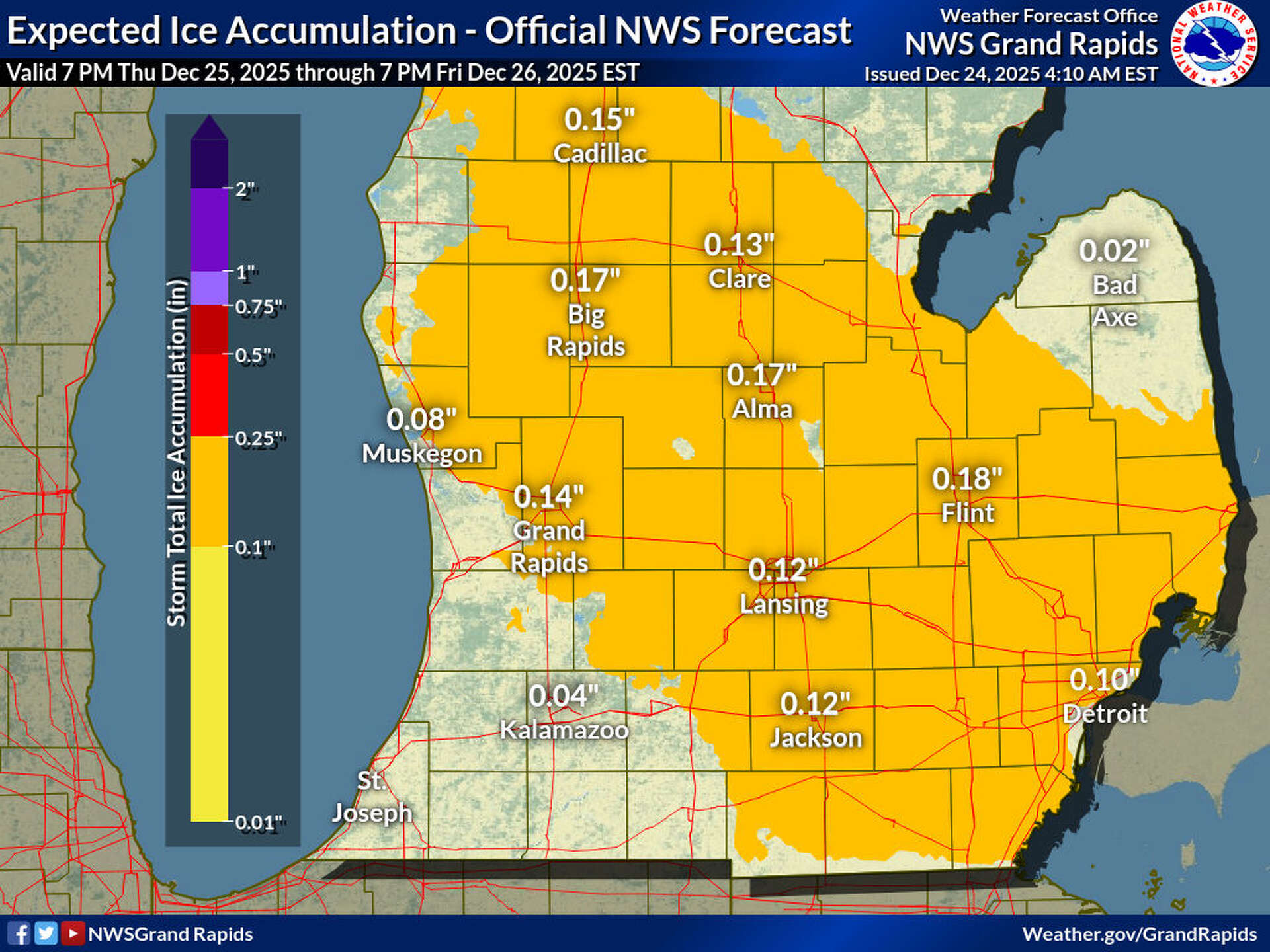 Michigan ice storm could snarl post-Christmas travel