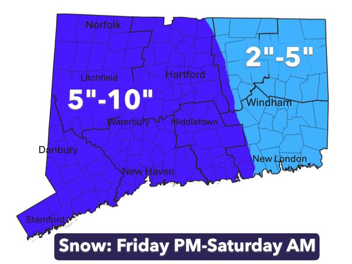 Winter storm shifts, boosting Connecticut snow projections