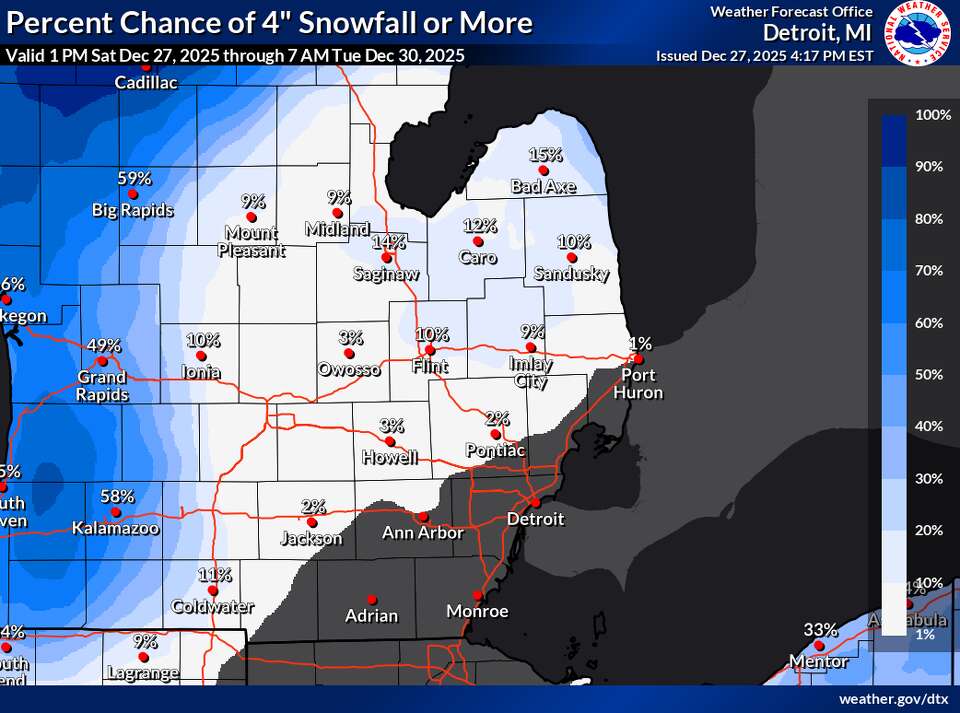 Watches issued as Michigan winter storm to bring blizzard, 65 mph wind