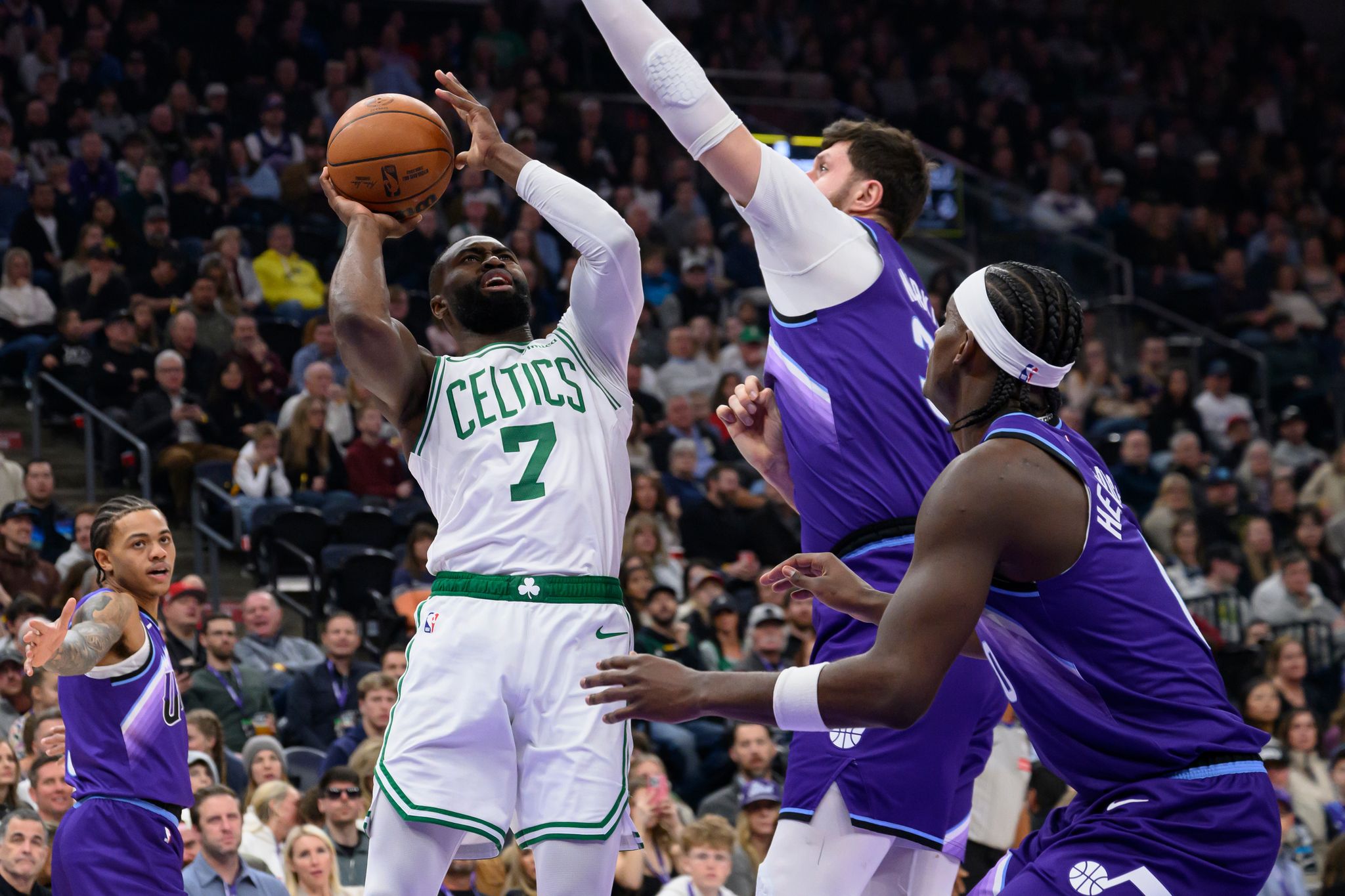 Derrick White has 27 points and 7 blocks to lead Celtics past Jazz 129-119