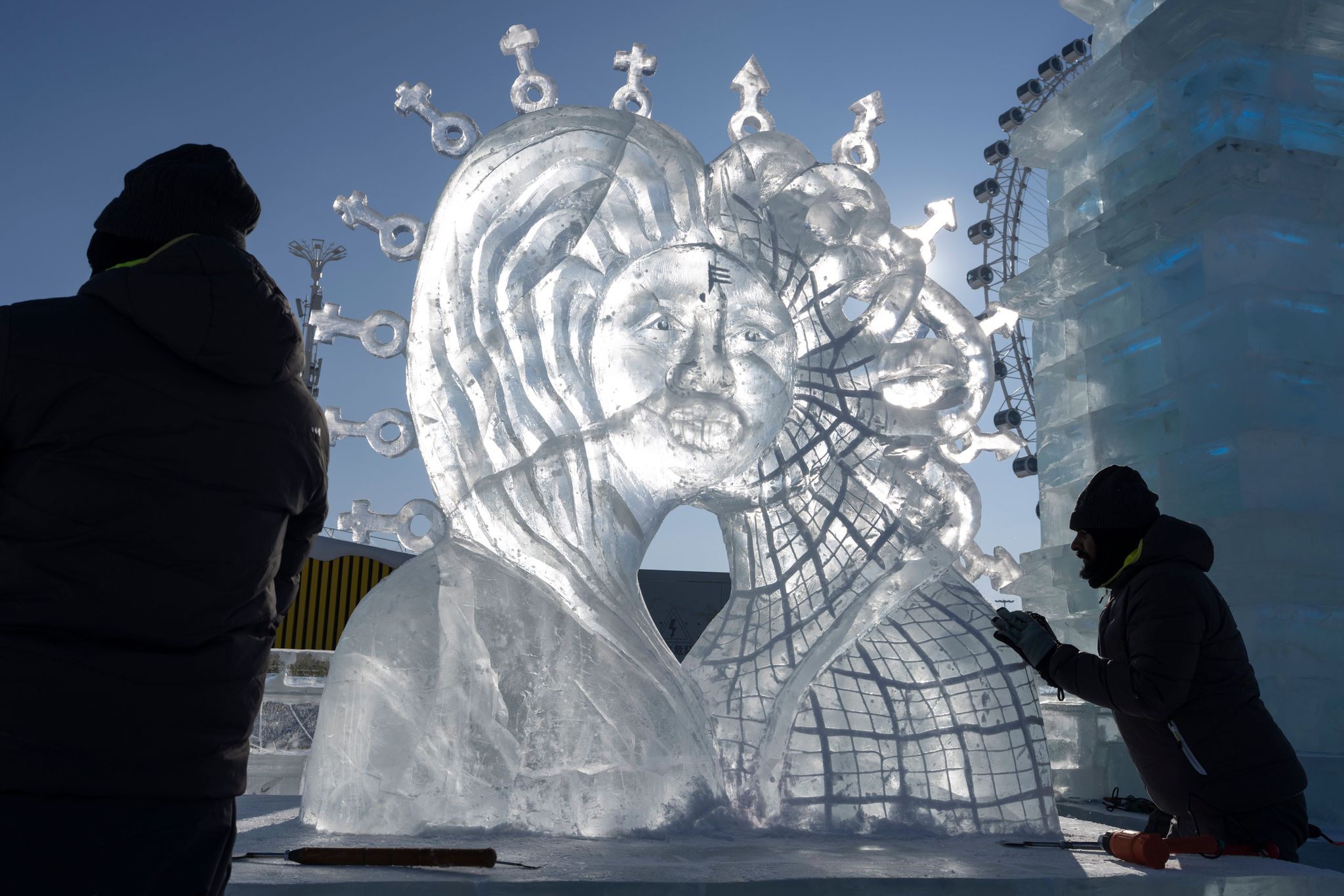 An annual ode to ice is carved in frozen northern China