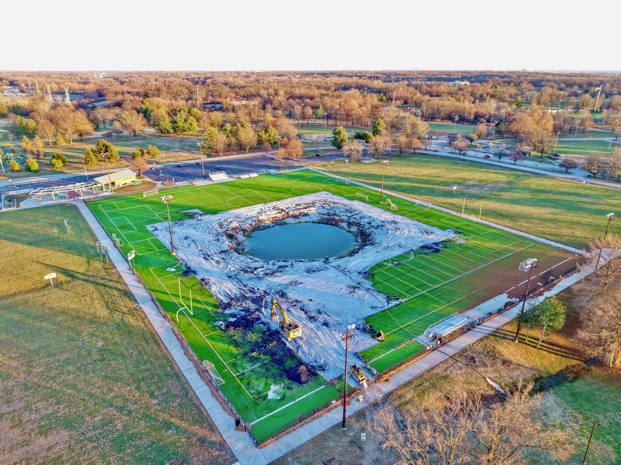 Gordon Moore Park sinkhole repair begins in Alton