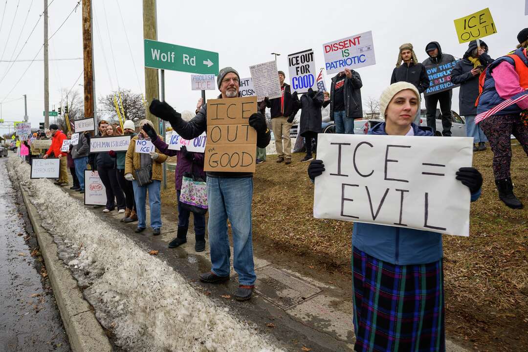 Anti-ICE protesters gather across the Capital Region