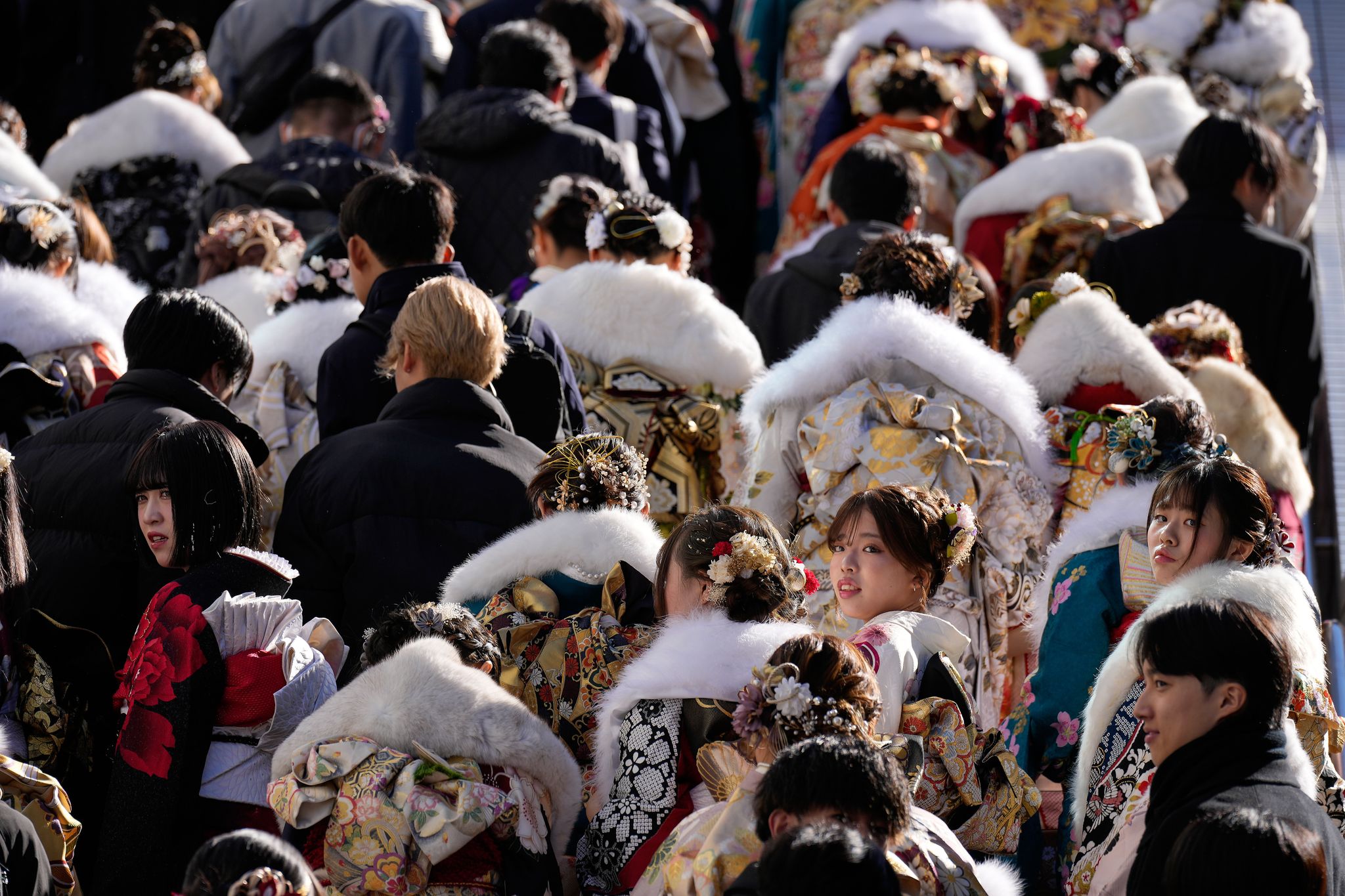 Photos of 20-year-olds at a Coming of Age Day ceremony in Japan