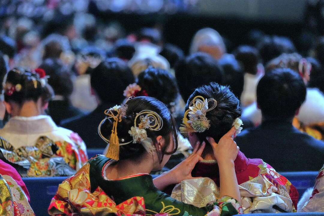 Photos of 20-year-olds at a Coming of Age Day ceremony in Japan