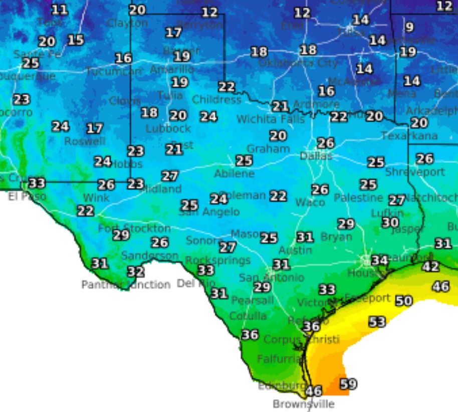 Rain, coldest temperature since February in Laredo weekend forecast