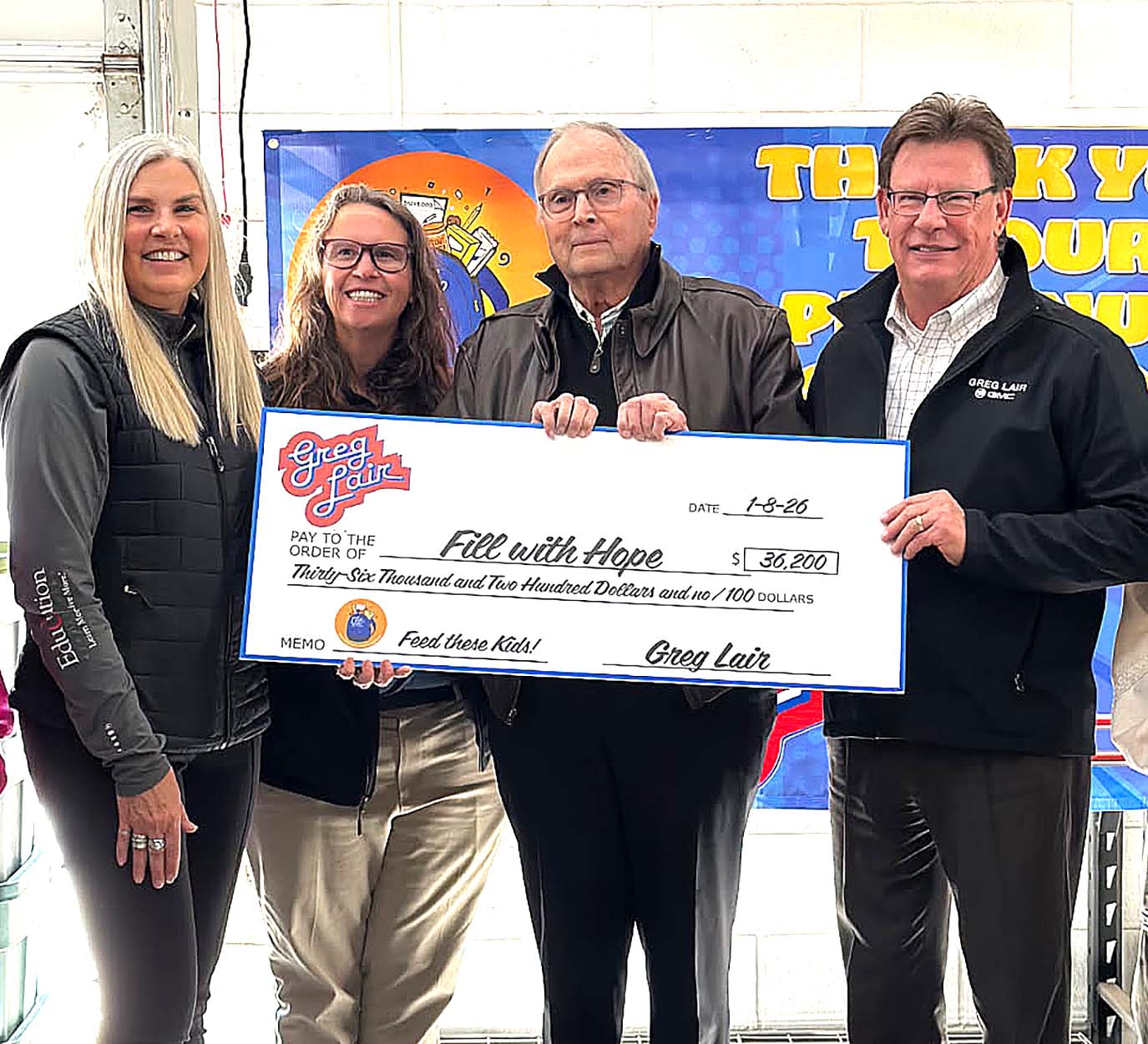 Fill With Hope receives $36,200 donation from Greg Lair GMC