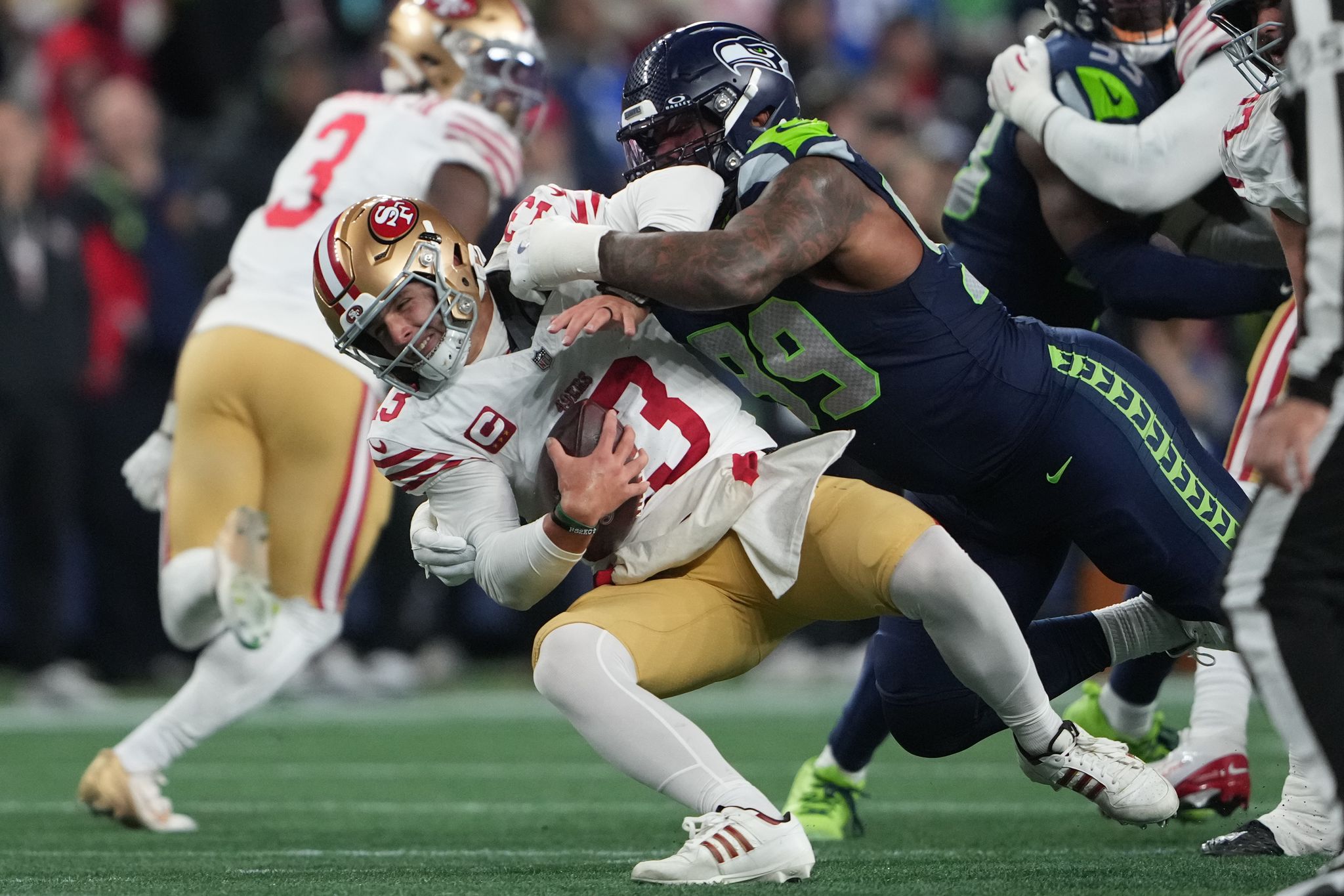 49ers’ injury-plagued season ends with a dud in lopsided loss to Seahawks