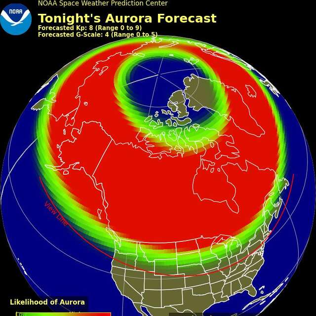 NOAA: Northern lights view line map for Monday, Jan. 19