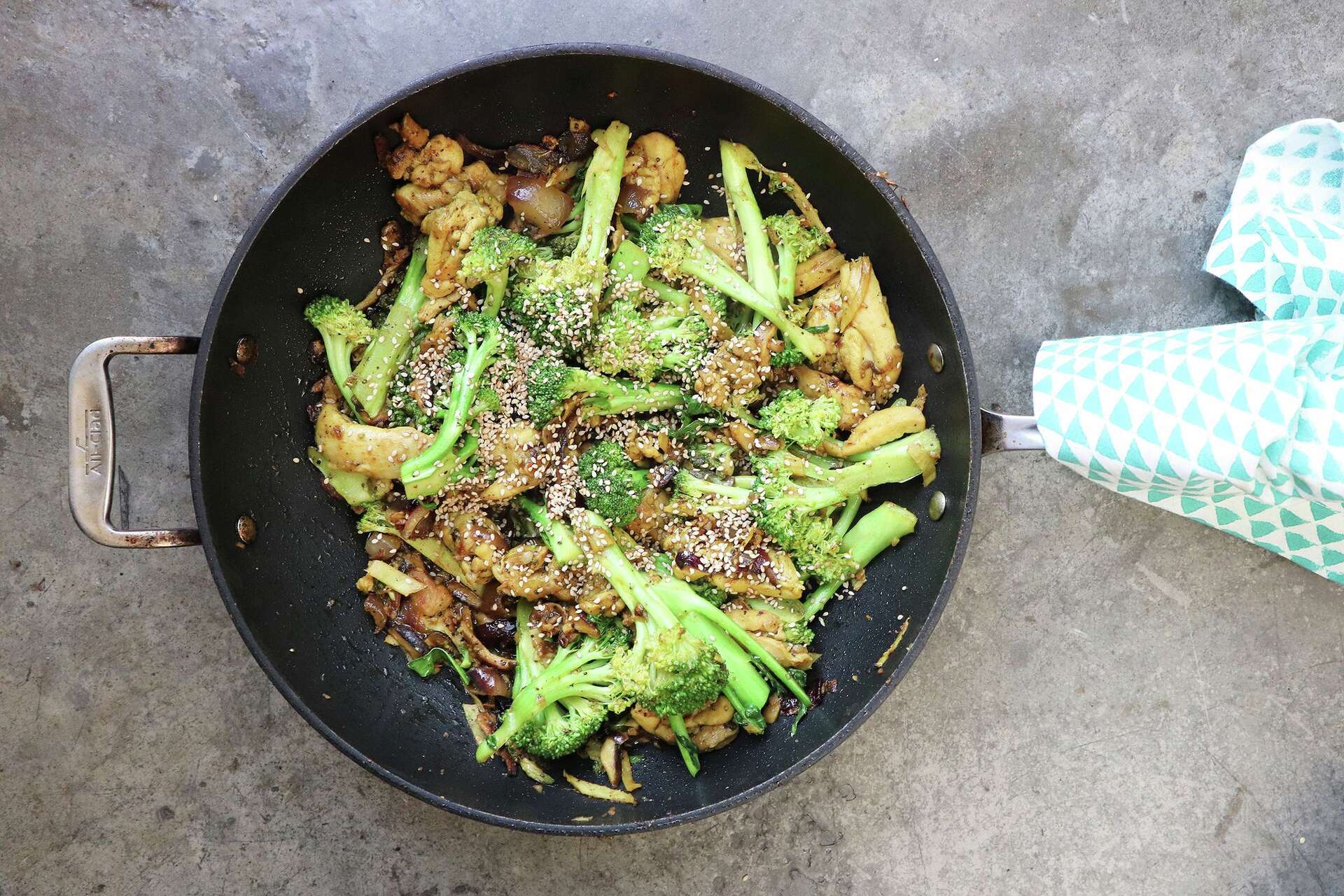 Broccoli stir-fry with chicken from Houston chef Anita Jaisinghani