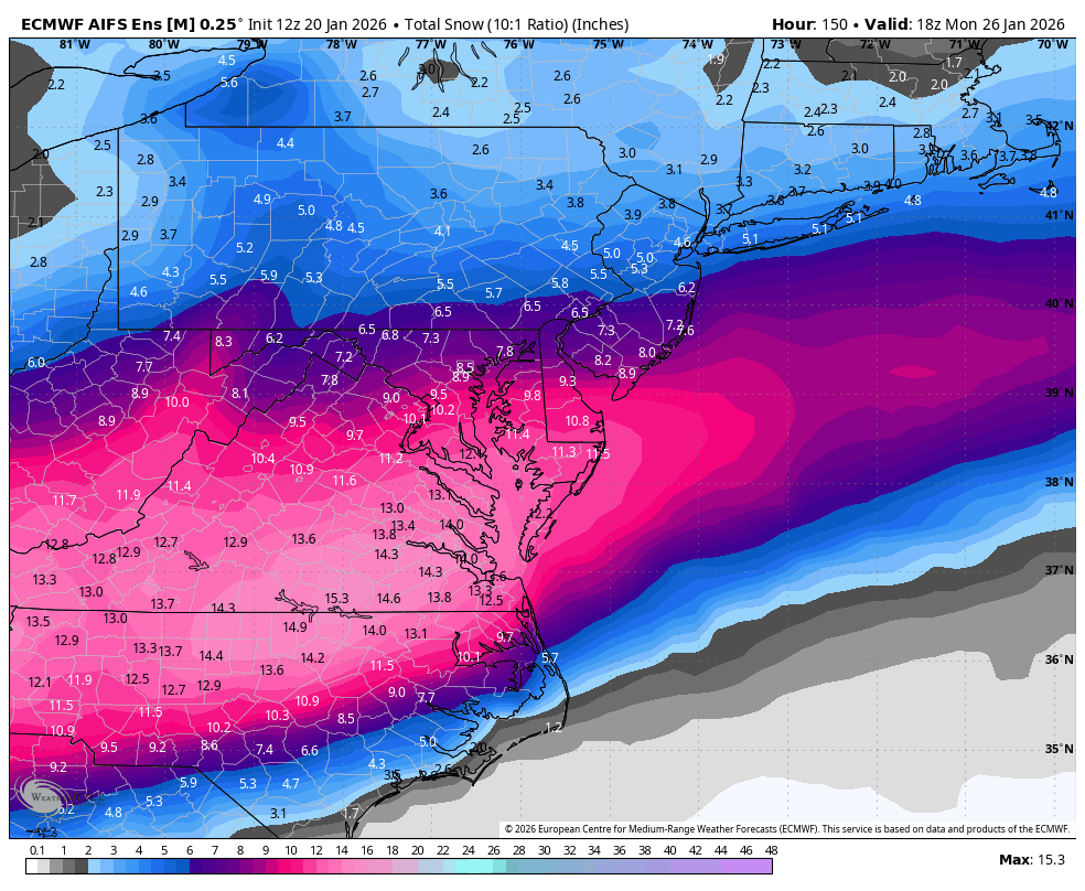 An early peek at forecast data for Sunday's snow threat in CT