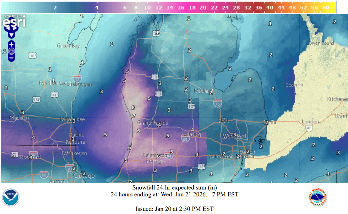 Michigan snow advisory issued; lakeshore to get 6-10 inches of snow