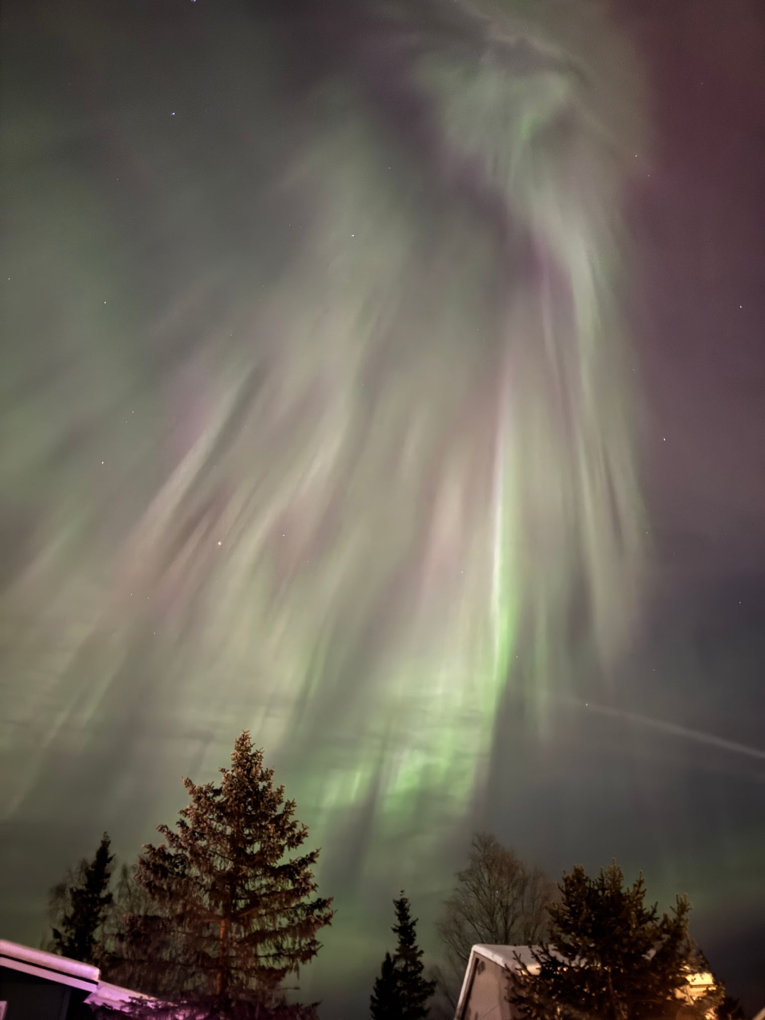 Aurora lights up Alaska skies with stunning green and red display