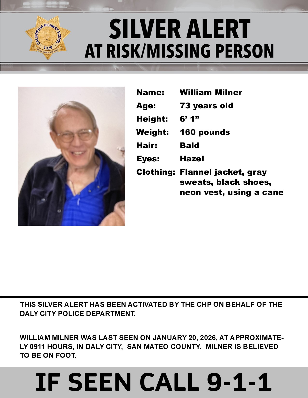 Regional: Silver Alert Issued For Missing Daly City Man Last Seen ...