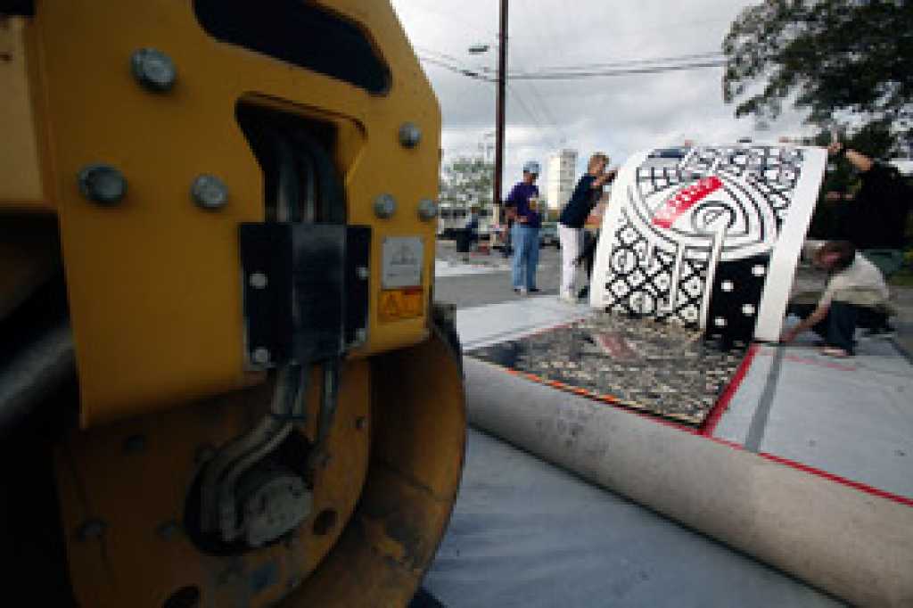 Steamroller helps create art