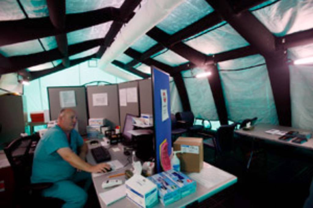 Tent offers contained germs, faster service