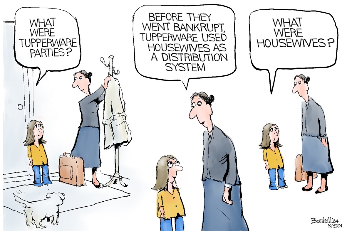 Editorial cartoon: Tupperware bankruptcy