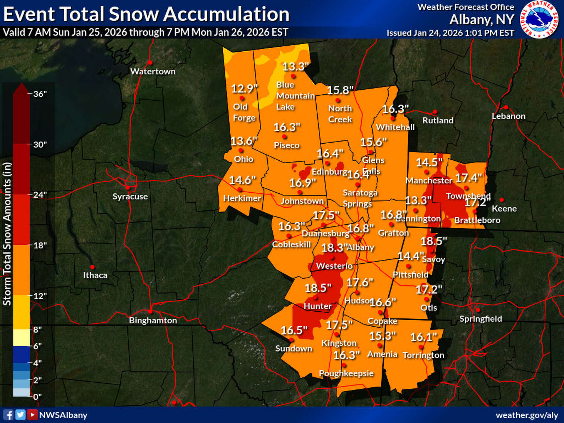 Snow tracker: Another 2 inches possible around Albany