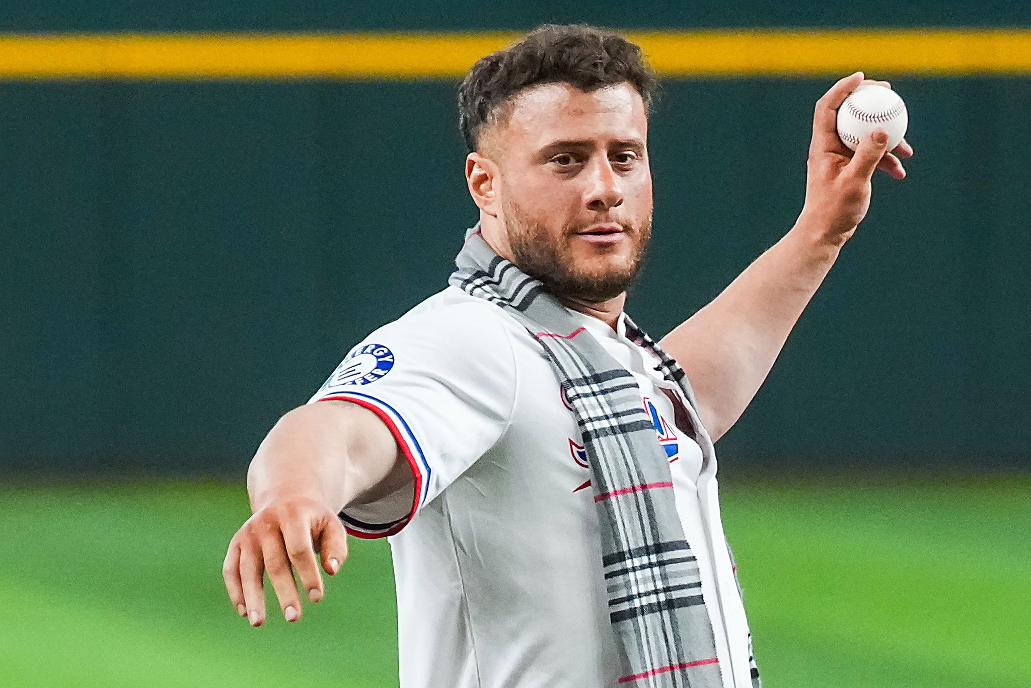 Watch: AEW star MJF throws first pitch at Rangers-Red Sox opening day