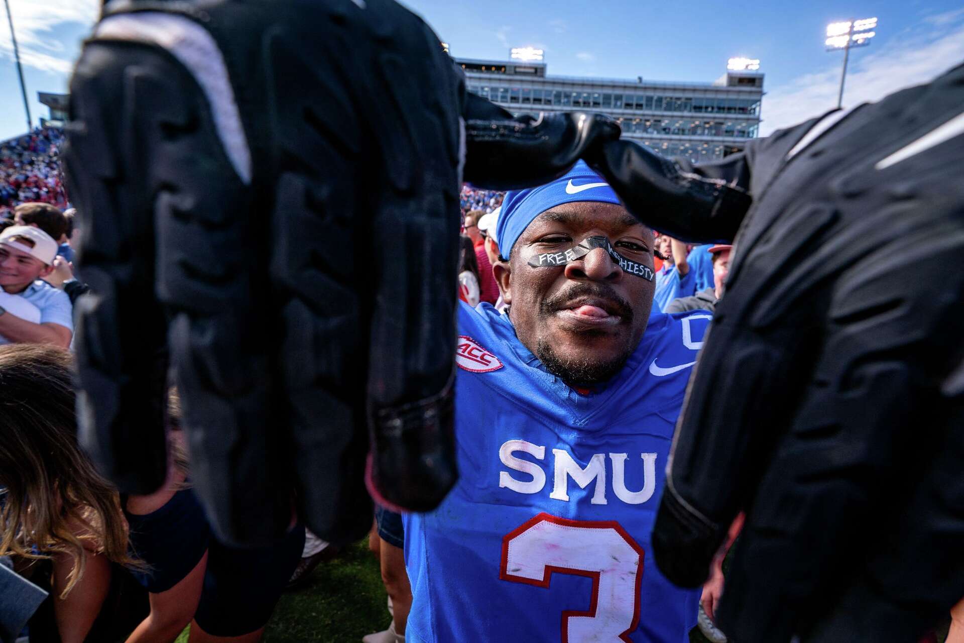 The SMU goalposts torn down after Miami win are now at auction