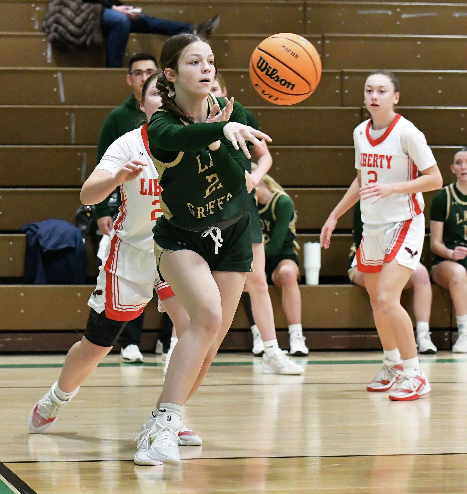 Father McGivney girls basketball faces Liberty in Carrollton, IL