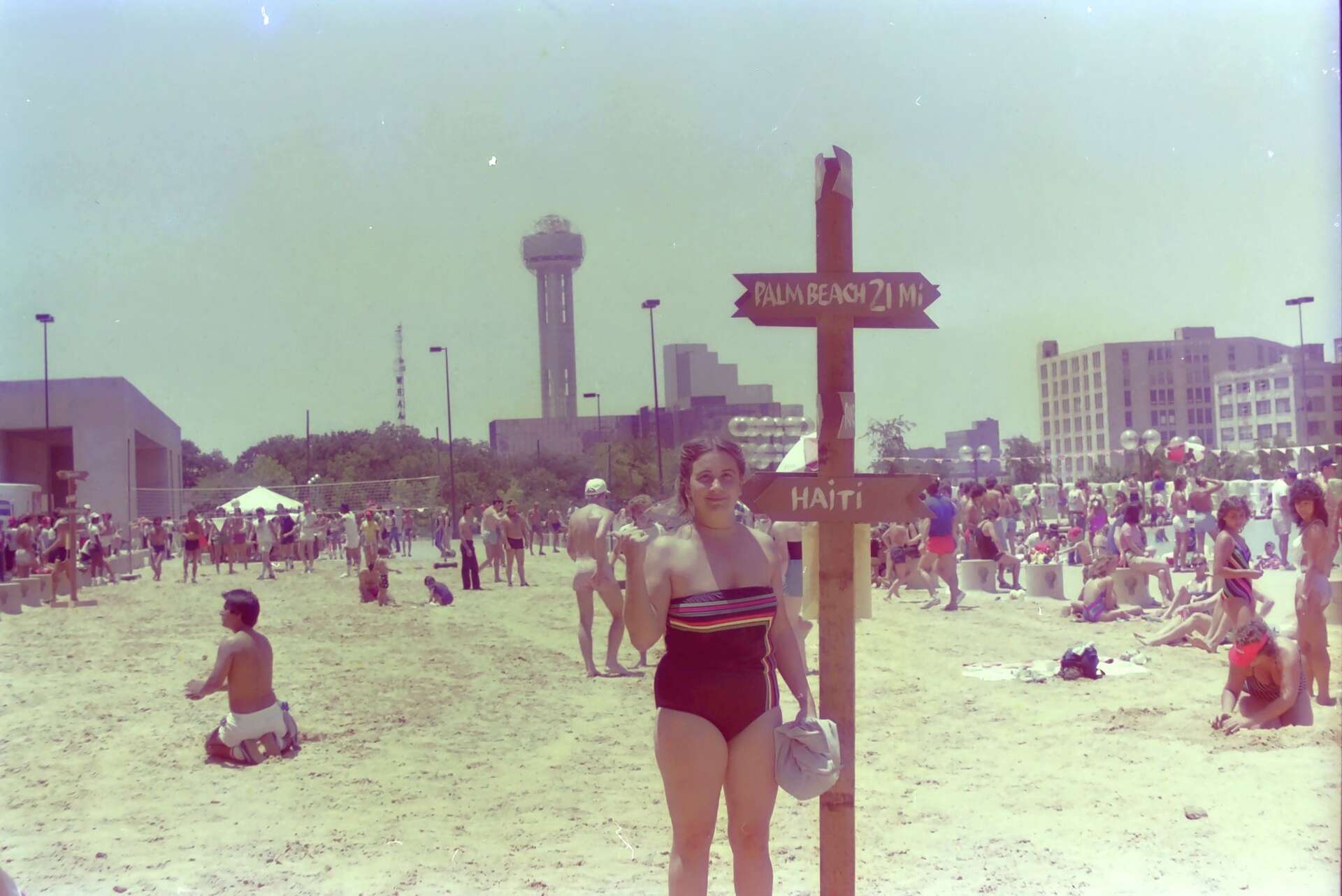 In summer 1984, Dallas City Hall transformed into a giant beach