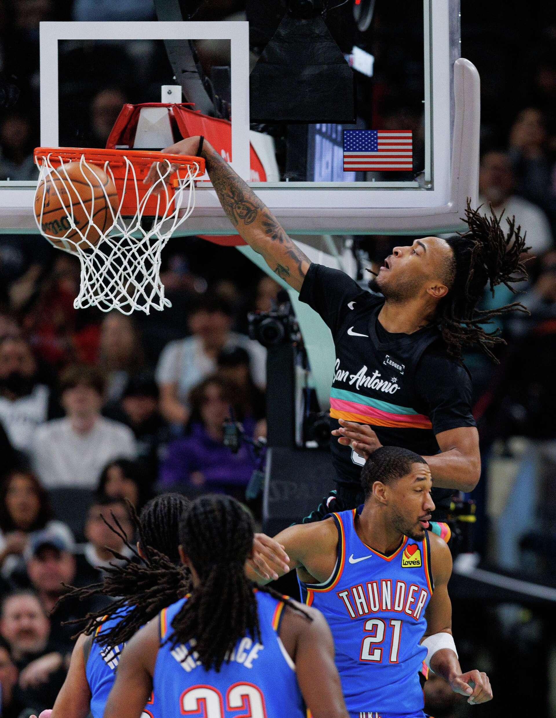 Spurs match win total from last season with victory over Thunder