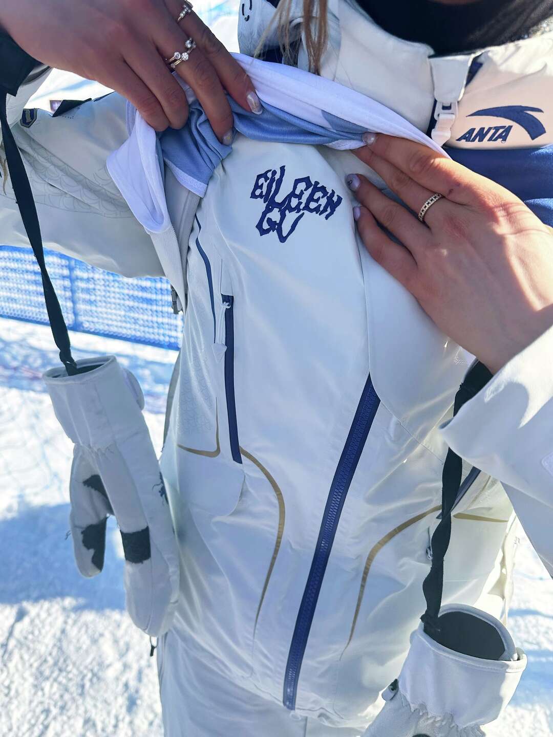 Runway on the slopes: Eileen Gu sports a personalized ski suit with ...