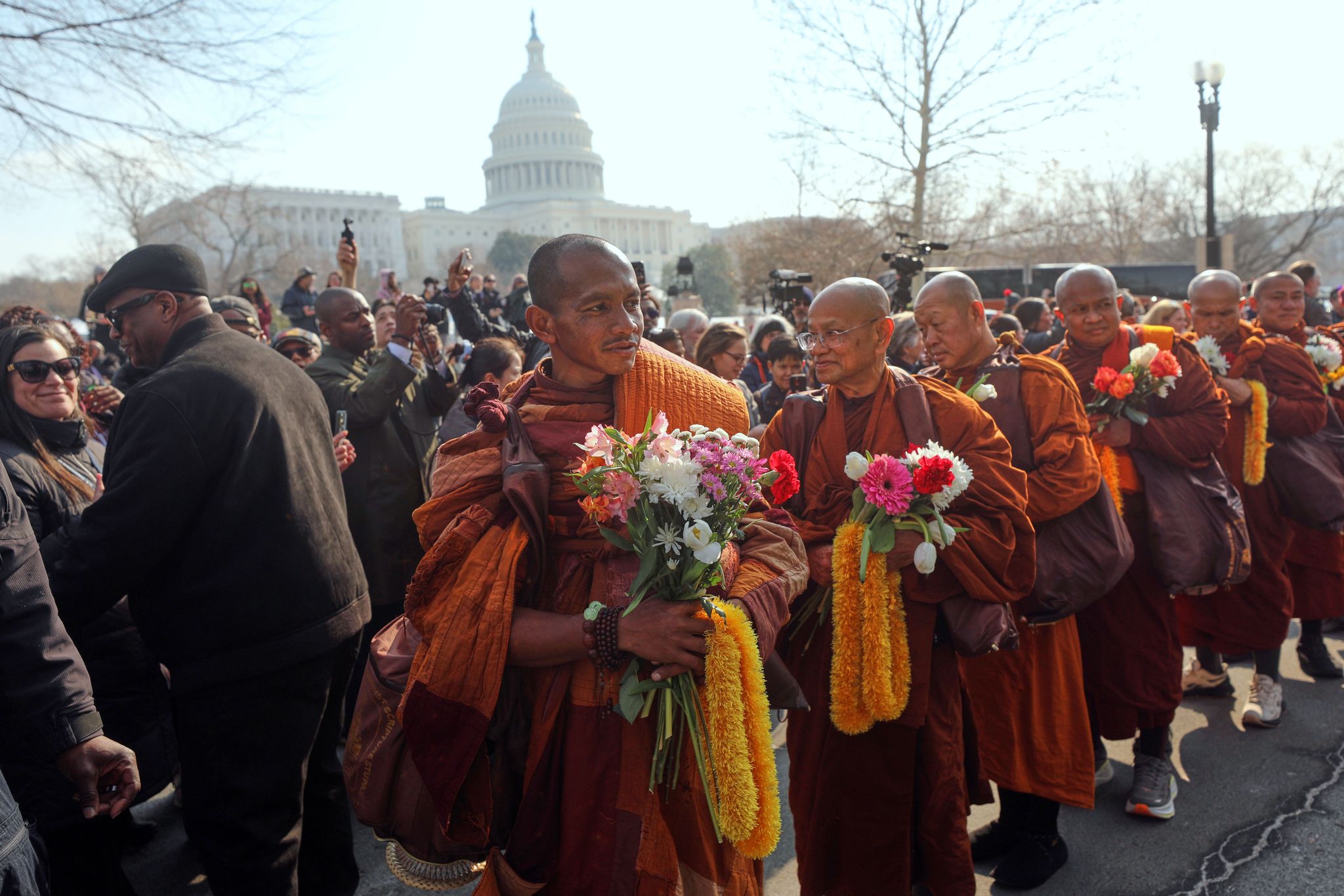Photos of monks and rescue dog as they finish cross-country peace walk ...