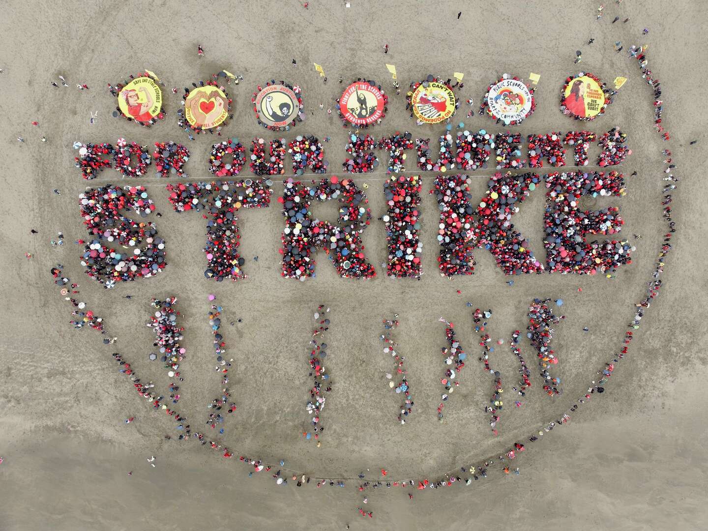 SF: Hundreds Of Teachers Form Human Banner As Strike Drags On