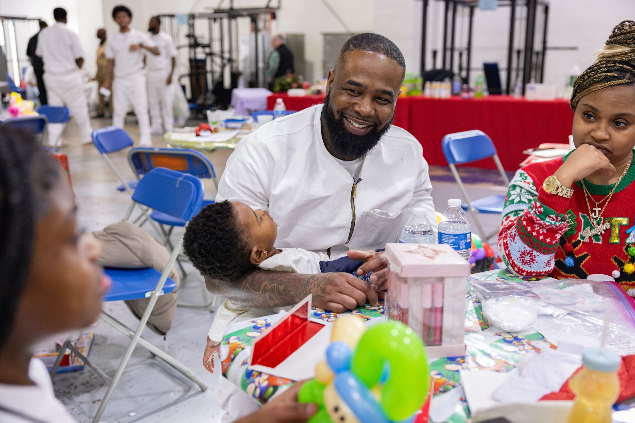 Texas inmates celebrate the holidays with their families.