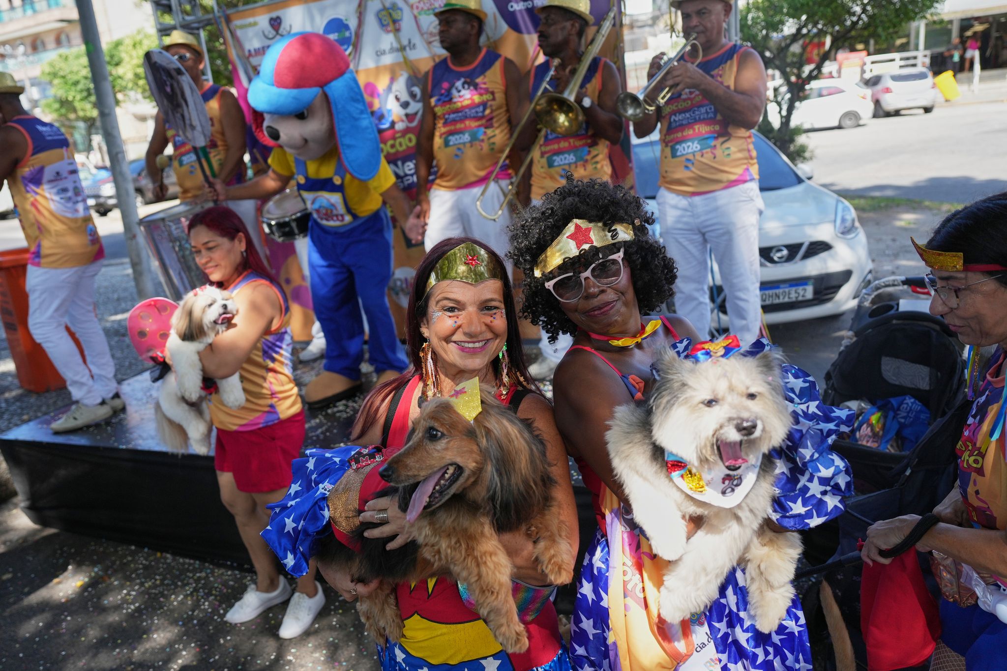 Dogs parade at Rio Carnival as their owners protest against animal cruelty