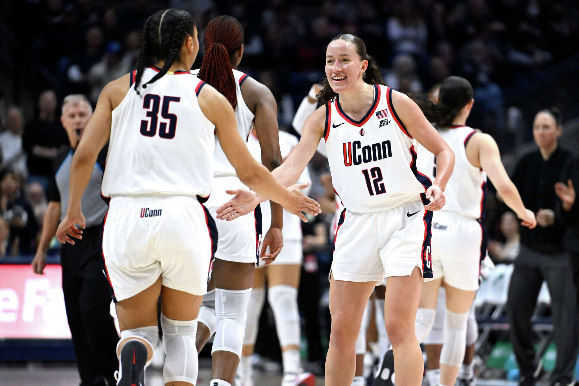 Azzi Fudd celebrates after second Senior Day with UConn