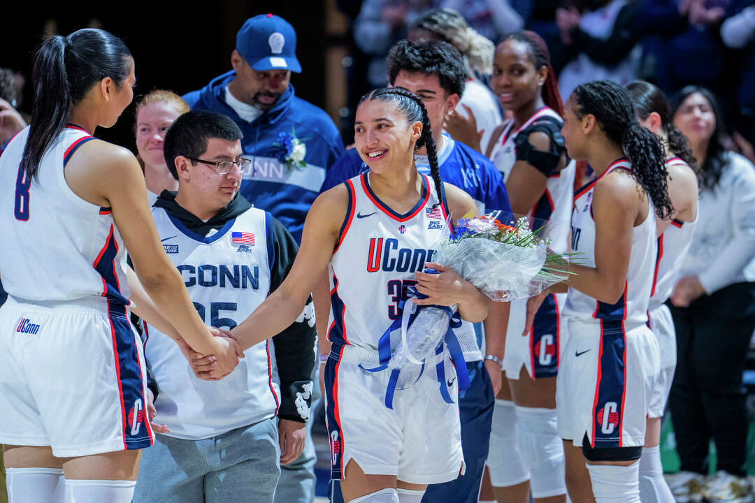 Azzi Fudd celebrates after second Senior Day with UConn