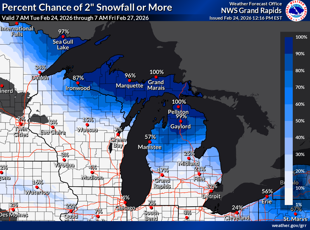 Michigan set to receive a couple inches of snow tonight