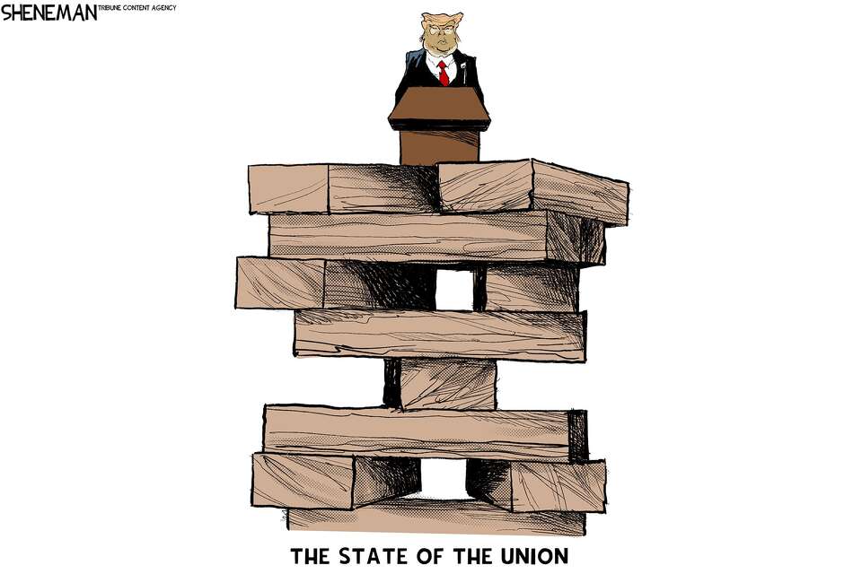 Opinion: Trump's State of the Union draws fire from cartoonists