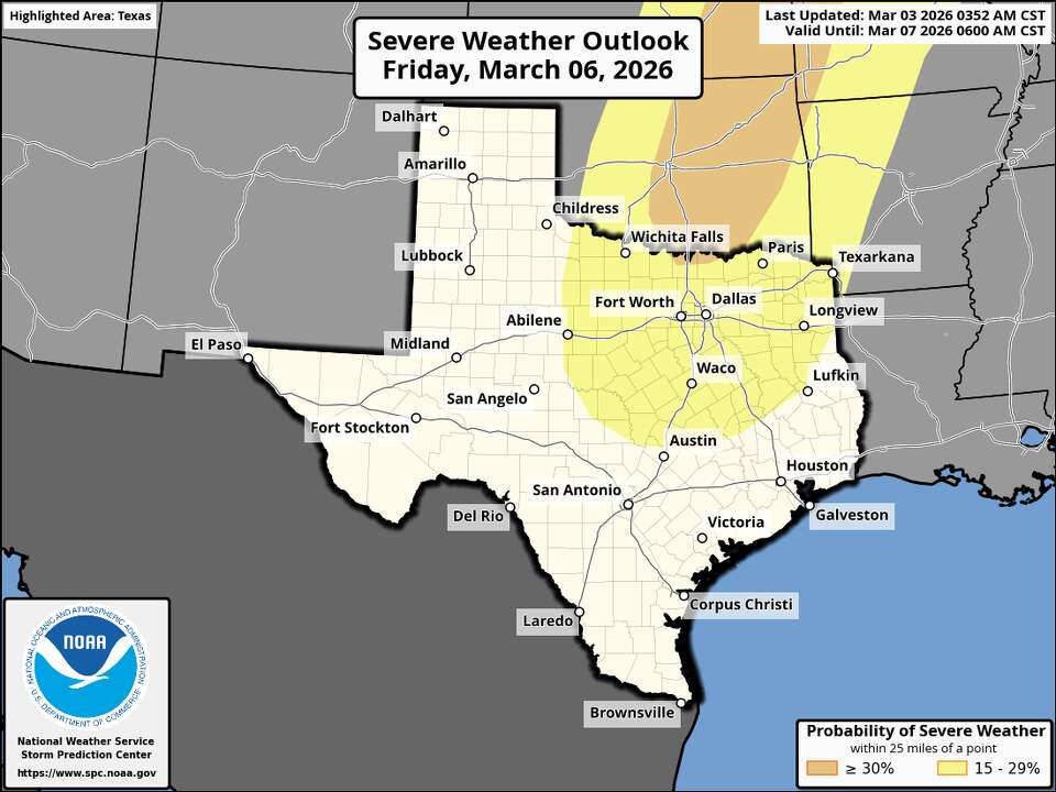 Severe weather in Texas this week. Here's where winds, hail are likely