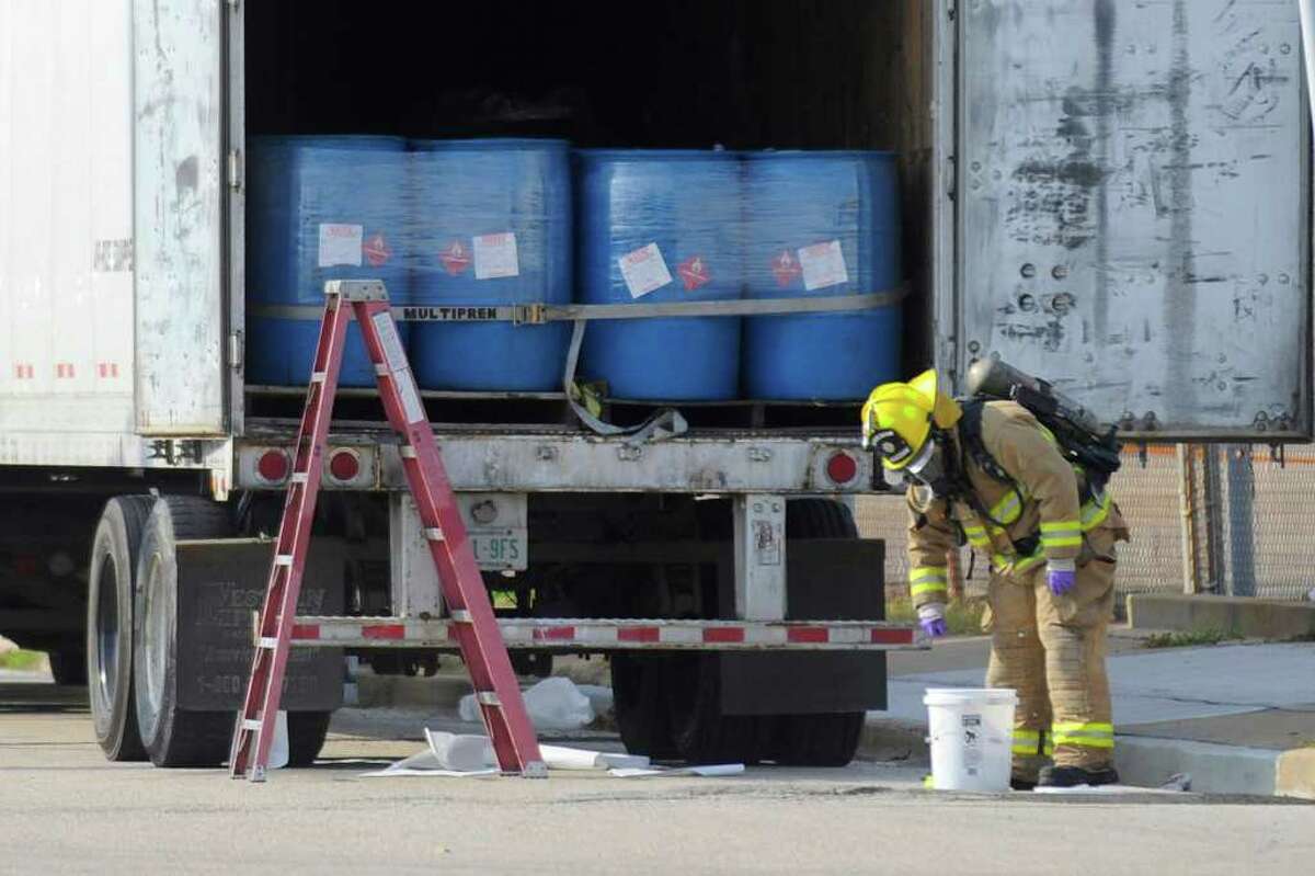 Semi leaking chemicals closes downtown block